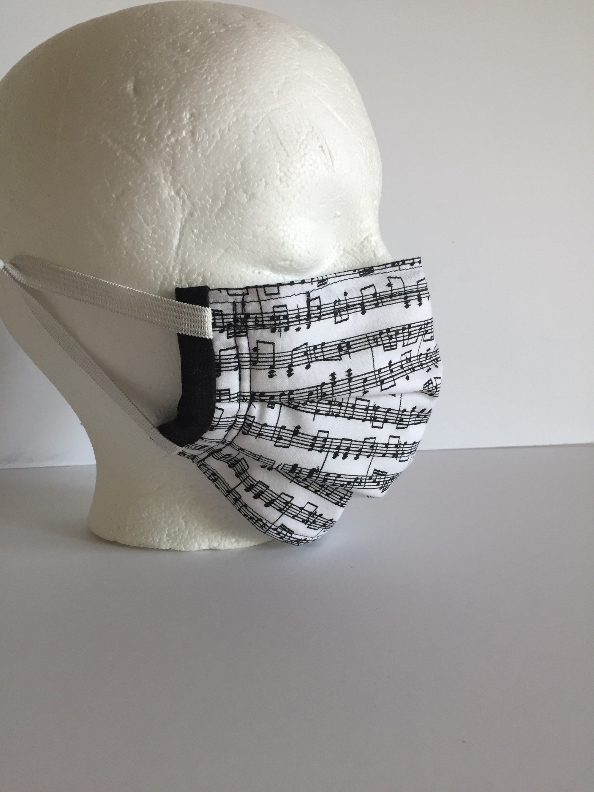 Music Score Face Mask Music Notes Washable Fabric Three Layer | Etsy