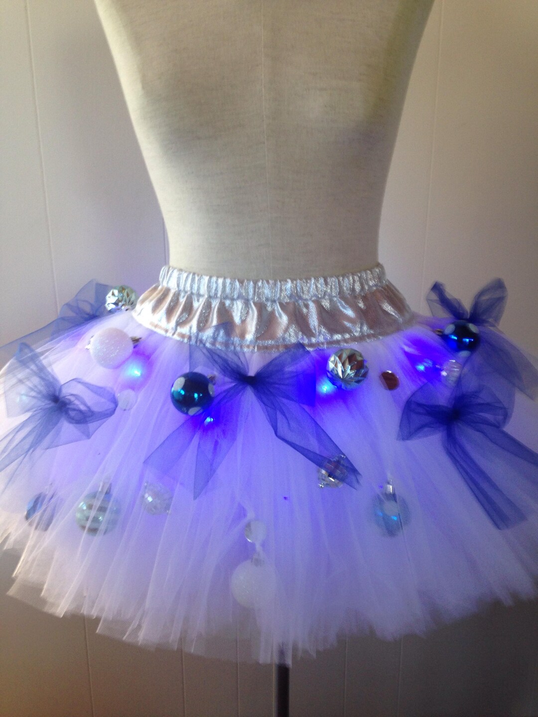Ugly Christmas Sweater Tutu: White Tulle Skirt With Blue Lights - Etsy