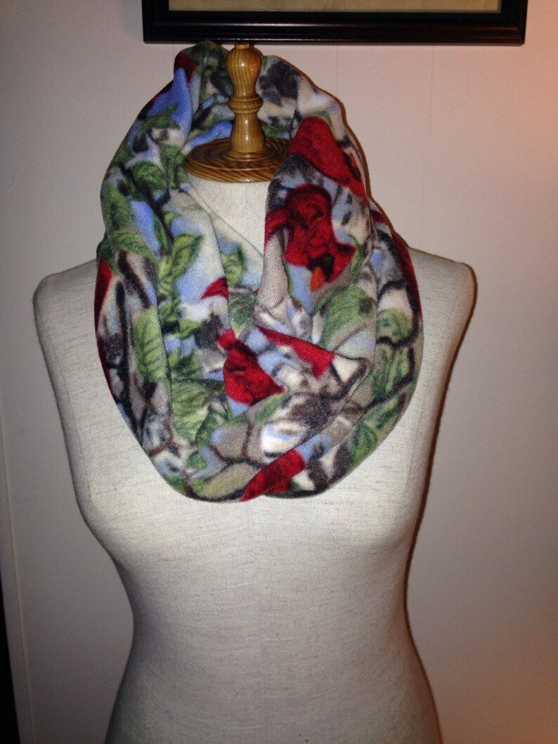 Cardinal Bird Lover Fleece Infinity Scarf Loop Scarf - Etsy