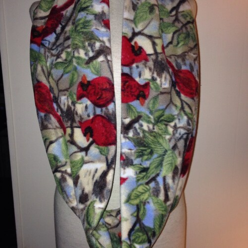 Cardinal Bird Lover Fleece Infinity Scarf Loop Scarf - Etsy