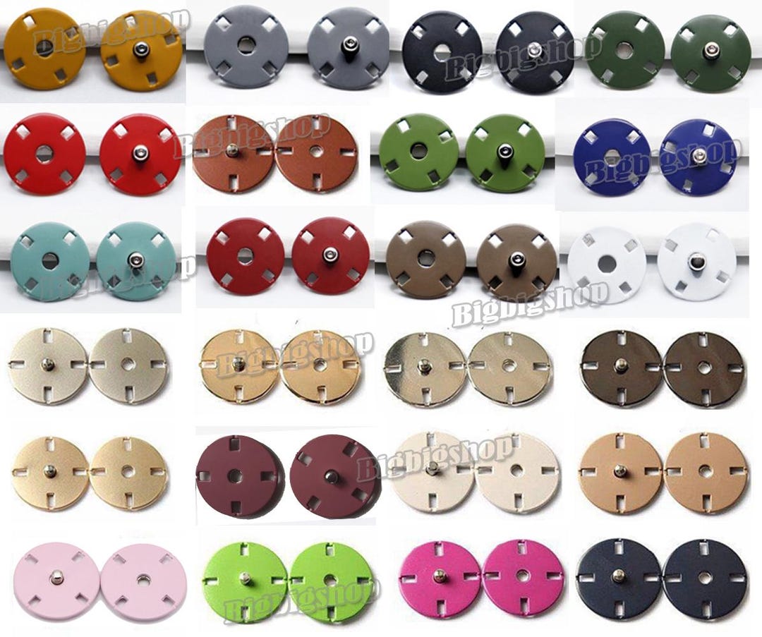 10set Colored Metal Sew-on Invisible Snap Fastener Press Studs Sewing ...