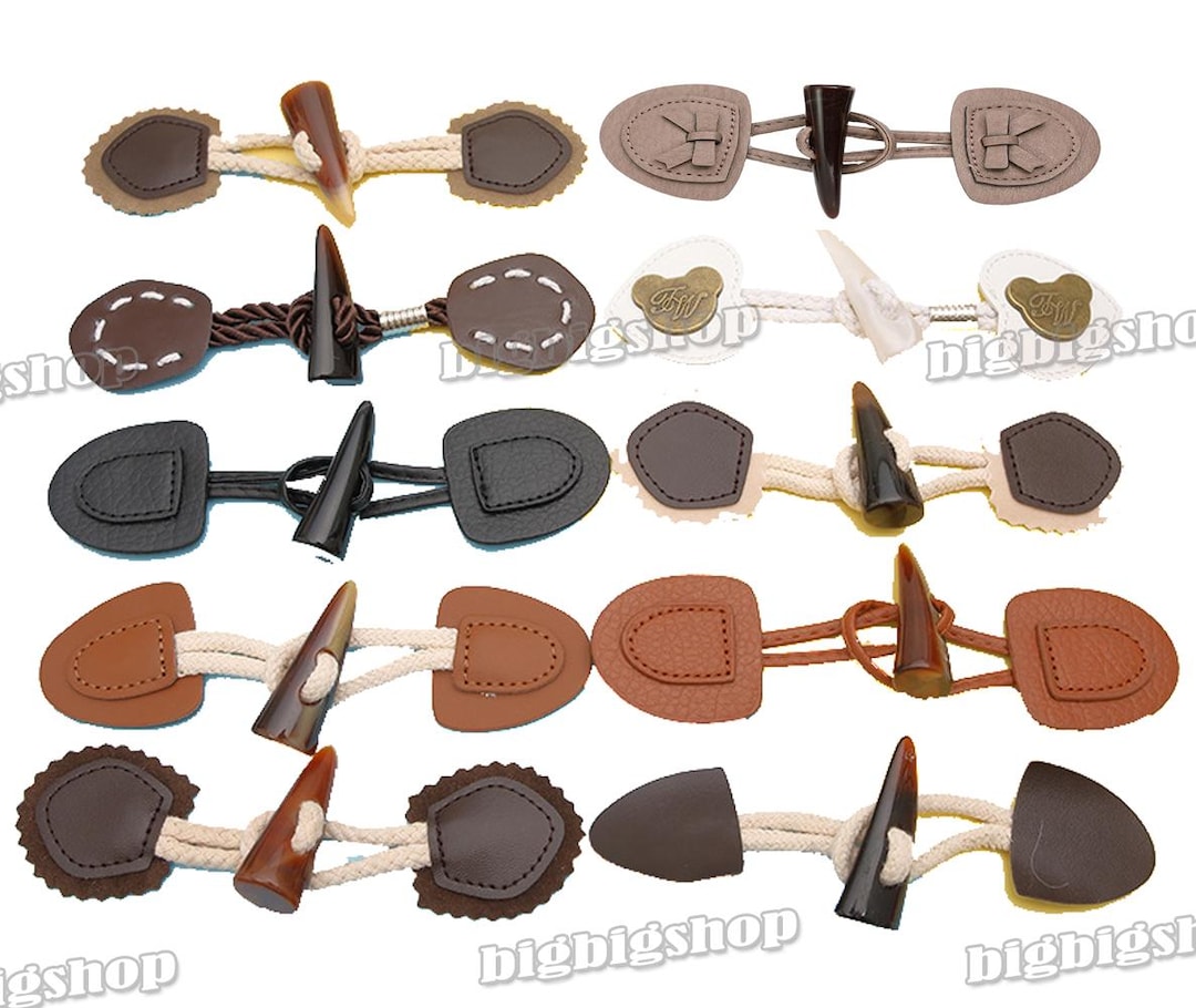 1pcs/5pcs/10pcs Ox Horn Buckle Syntectic Leather Frog Toggle Clasp ...