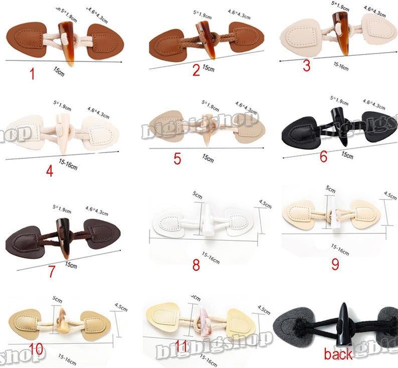 5pcs/10pcs Ox Horn Buckle Synthetic Leather Frog Toggle Clasp Buttons ...
