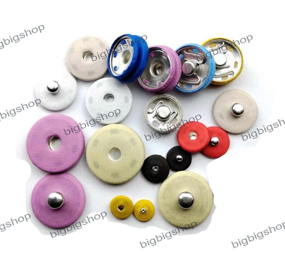 50sets Fabric Covered Metal Sew-on Invisible Snap Fastener Press Stud ...