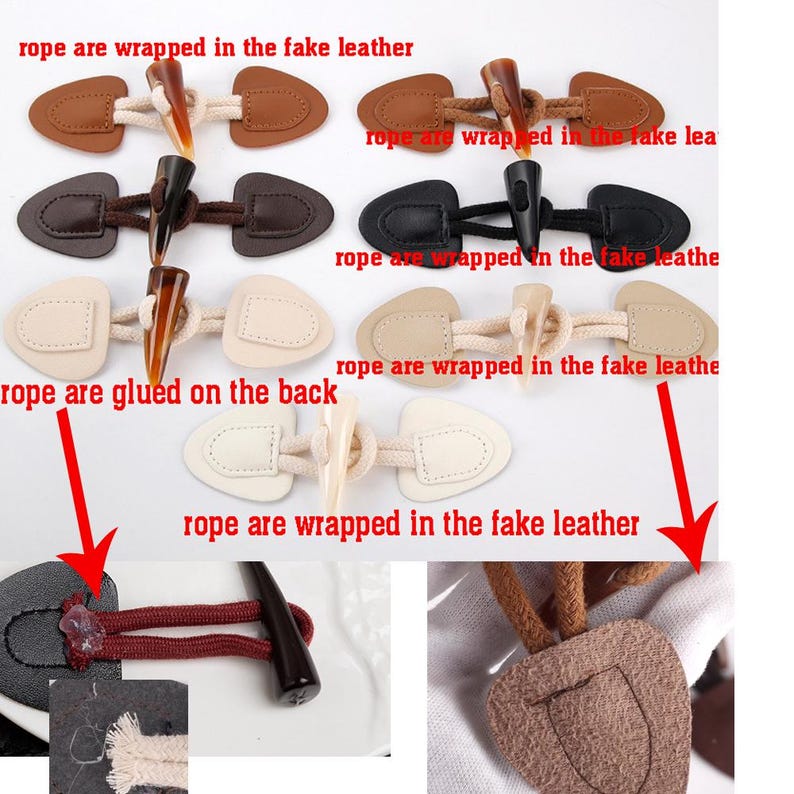 5pcs/10pcs Ox Horn Buckle Synthetic Leather Frog Toggle Clasp Buttons ...