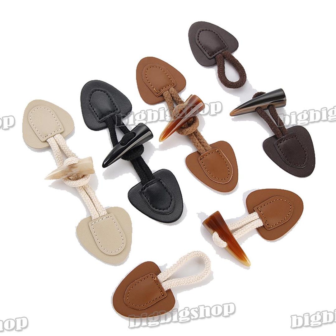 5pcs/10pcs Ox Horn Buckle Synthetic Leather Frog Toggle Clasp Buttons ...