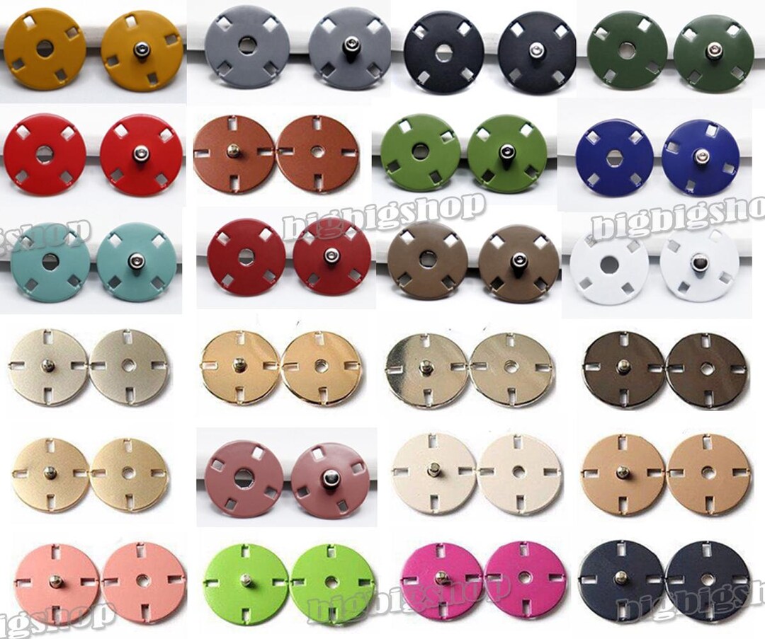 10set Colored Metal Sew-on Invisible Snap Fastener Press Studs Sewing ...