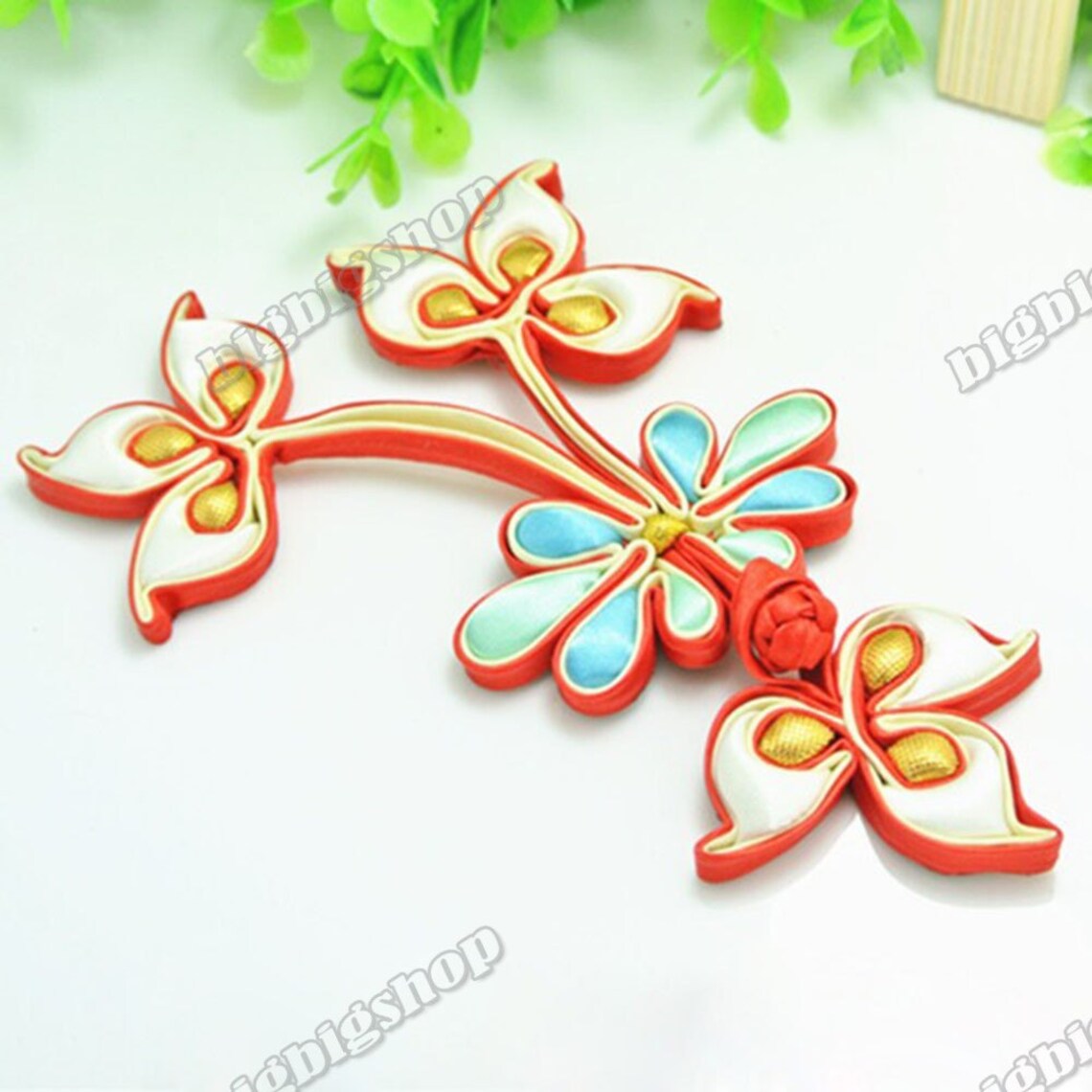 Fabric Sewing Fasteners Satin Flower Handmade Chinese Closure Knot Frog ...