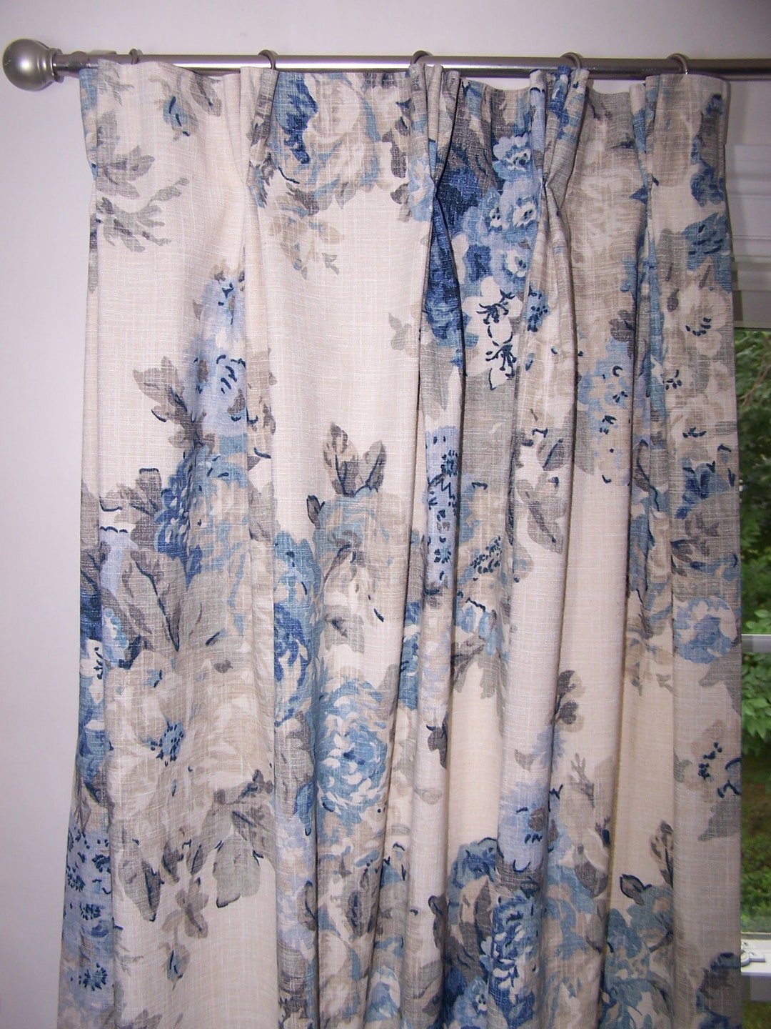 Blue Linen Like Curtains, Waverly Juliet Bluebell, Custom Curtains ...