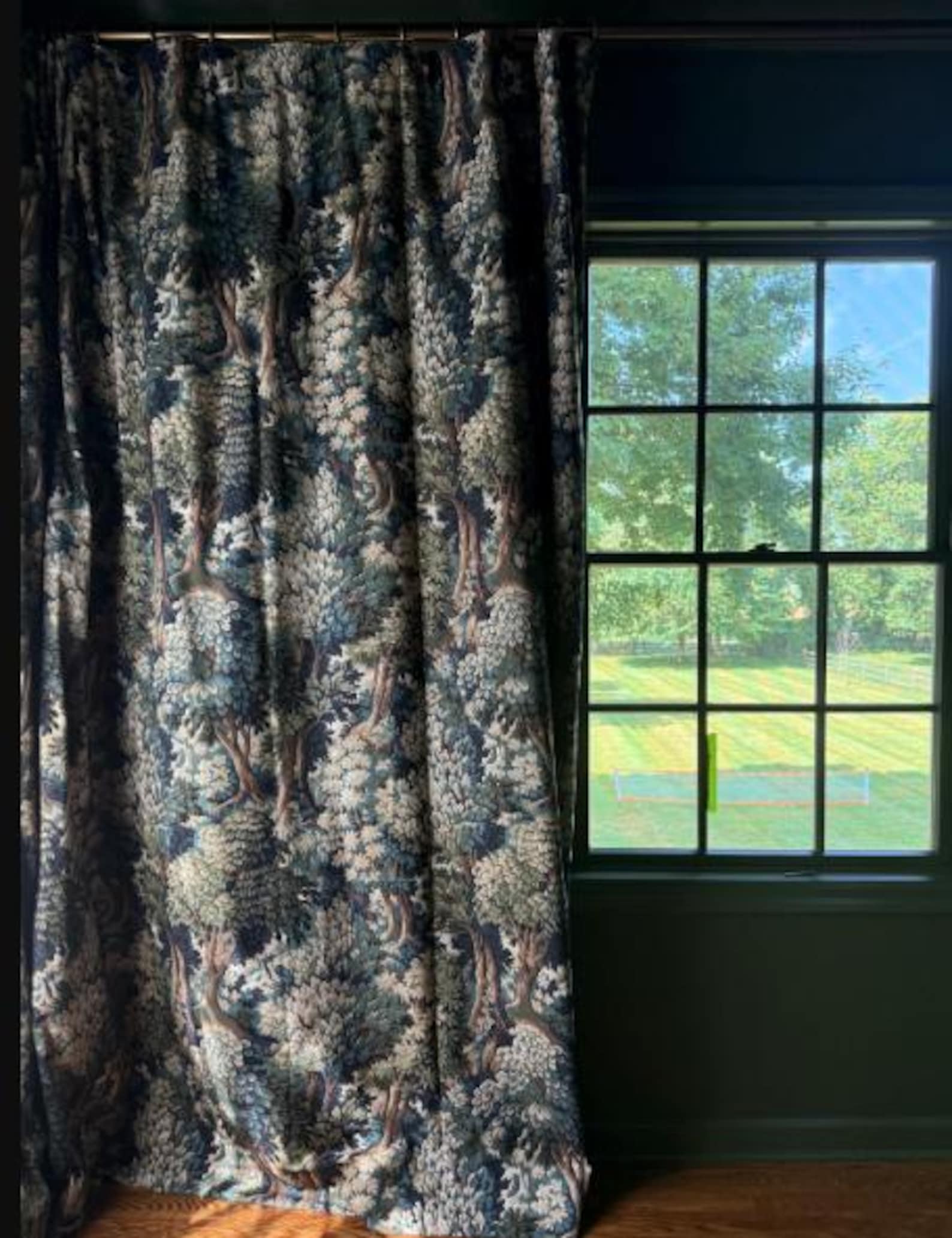 Pair Into the Woods Tapestry Fabric Drapery, Panel 24" 52" Wide, Trees ...