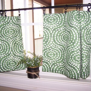 Green Cafe Curtains, Tiers, Valances, Kitchen, Bathroom Curtains ...