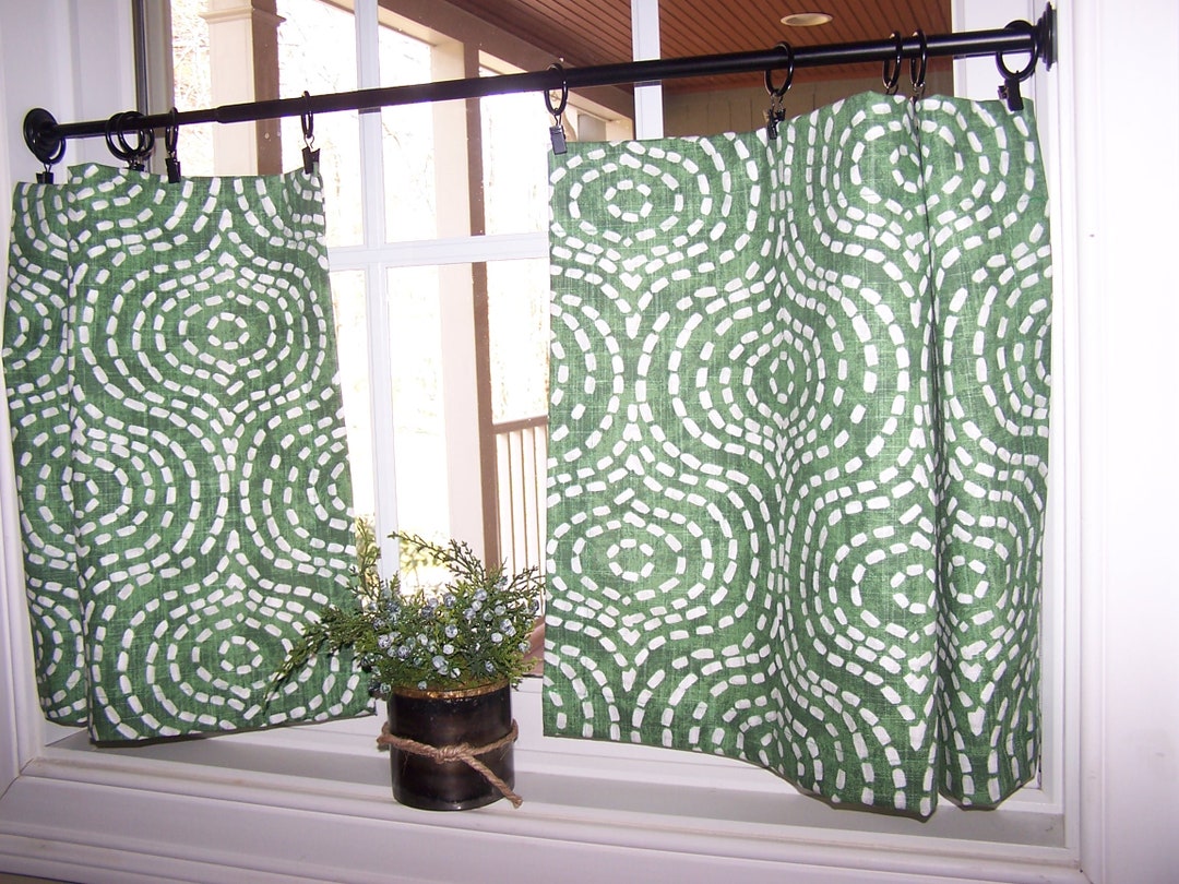 Green Cafe Curtain - Valance - Pine Valance - One Curtain Panel ...