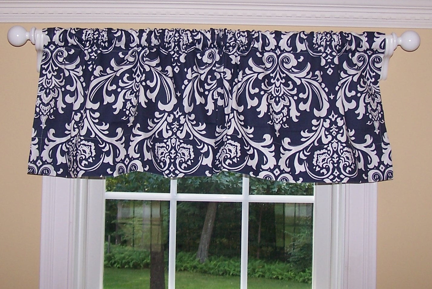 Blue Window Valance,navy Curtains, Valance, Custom Drapery Panel, 50 X ...