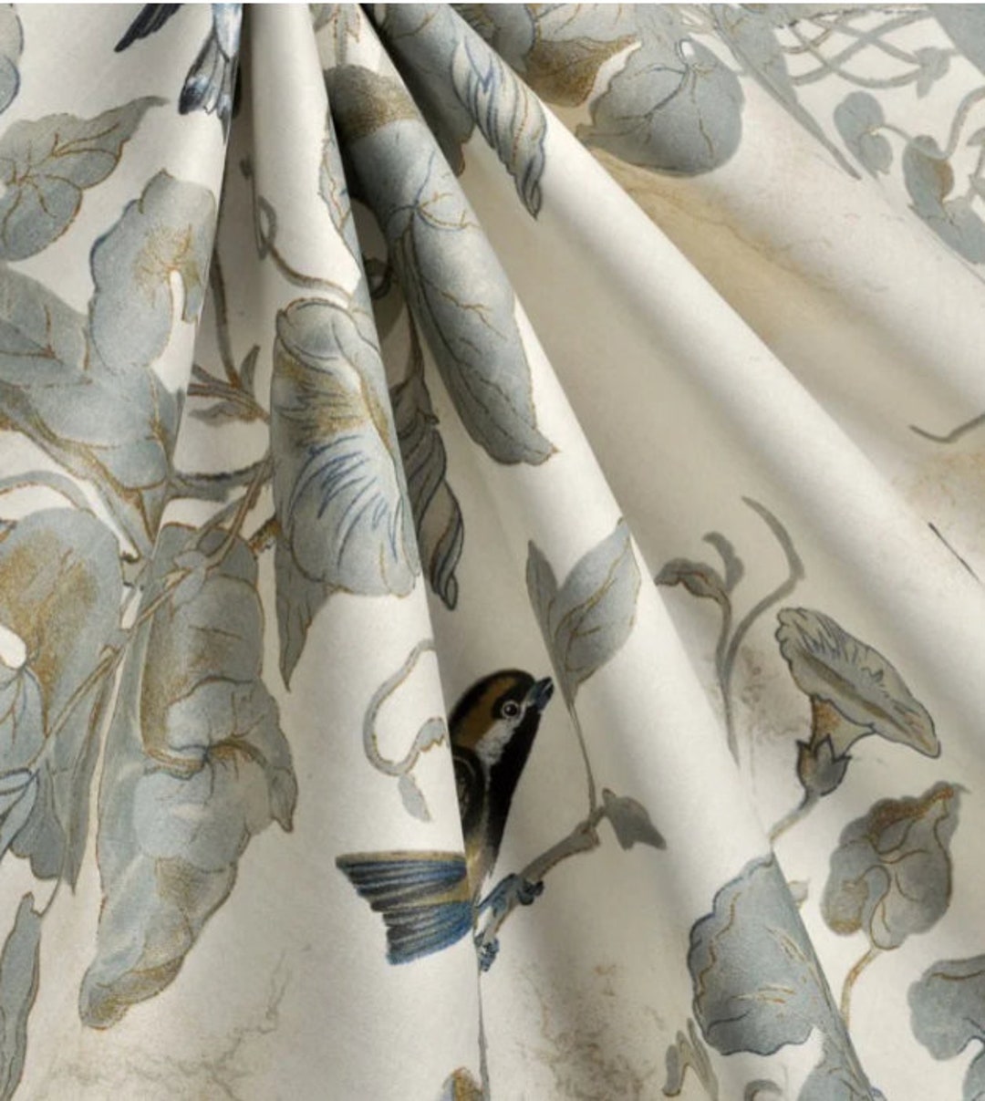 Luxury Cotton Drapes, Heritage Bird Song Curtains, Modern Farmhouse ...