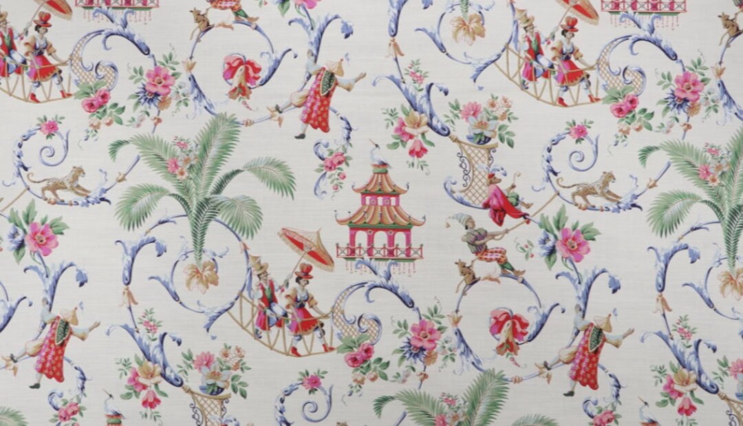 Chinoiserie Ivory Curtains, Zen Toile, Chinese Design, Pair Drapery ...