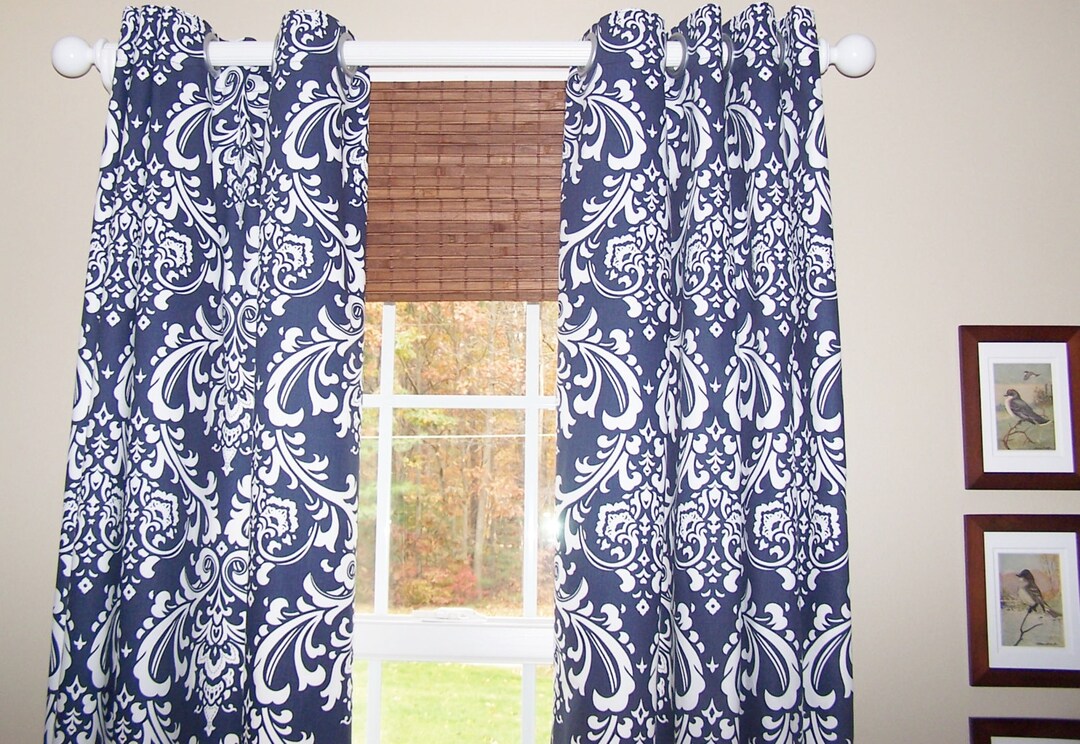 Blue Curtains,dark Blue Curtains,navy Curtains, Blue Damask Curtains ...