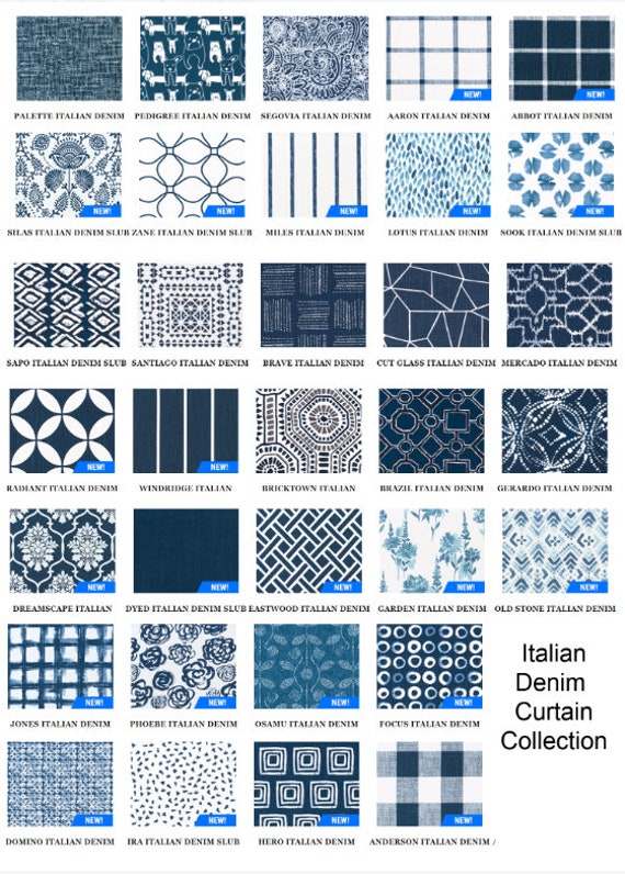 Blue Valance Italian Denim Premier Prints Cotton Window - Etsy