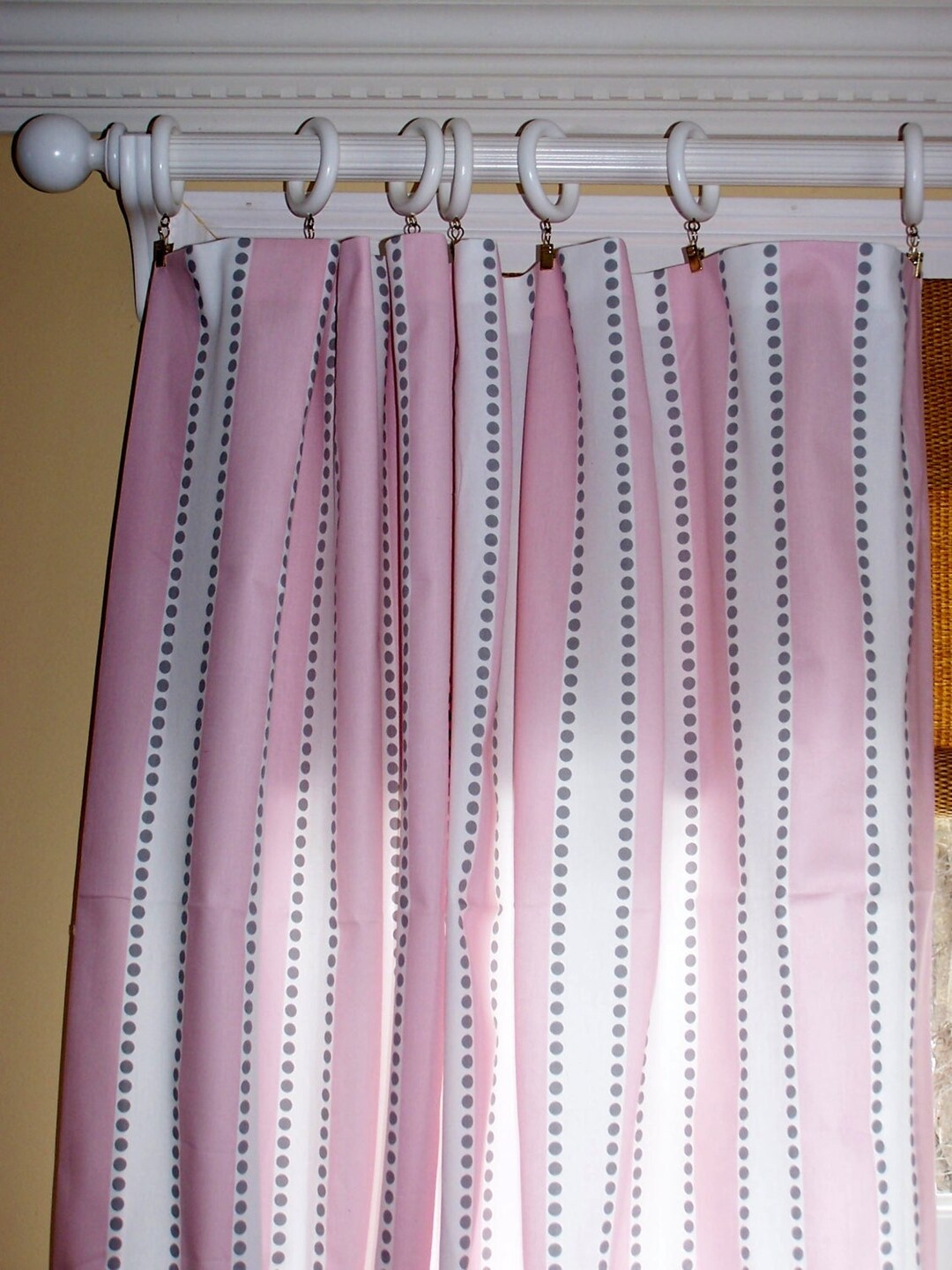 Pink and Grey Curtains,pink Curtains,pink Stripe Curtains, Pair Pink ...