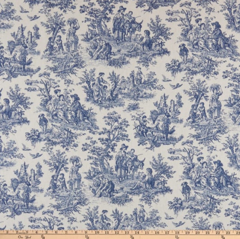 Blue Curtains, Waverly Rustic Toile, Indigo Blue Toile, Custom Curtains ...
