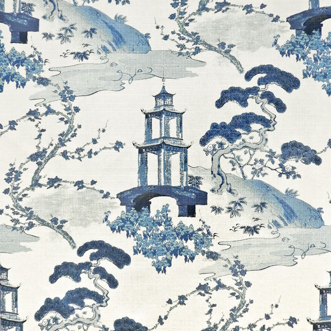 Chinoiserie Indigo Blue Curtains, Zen Toile Basketweave, Chinese Design ...
