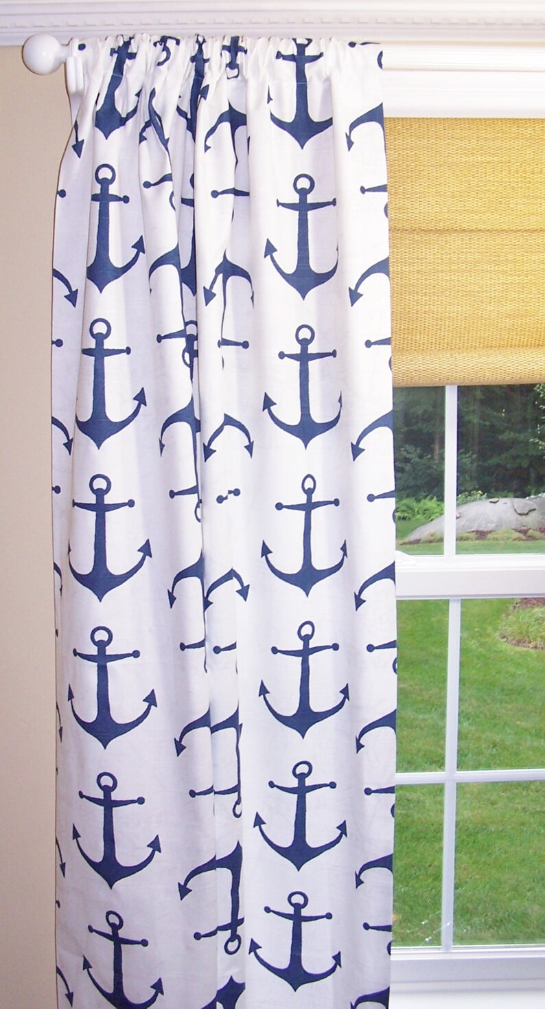 Navy Blue CURTAIN Nautical Curtains Dark Blue Curtains | Etsy