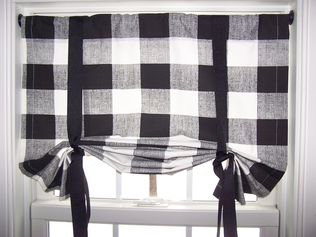 Plaid Tie up Valance - Stationary - Buffalo Check - French Country ...