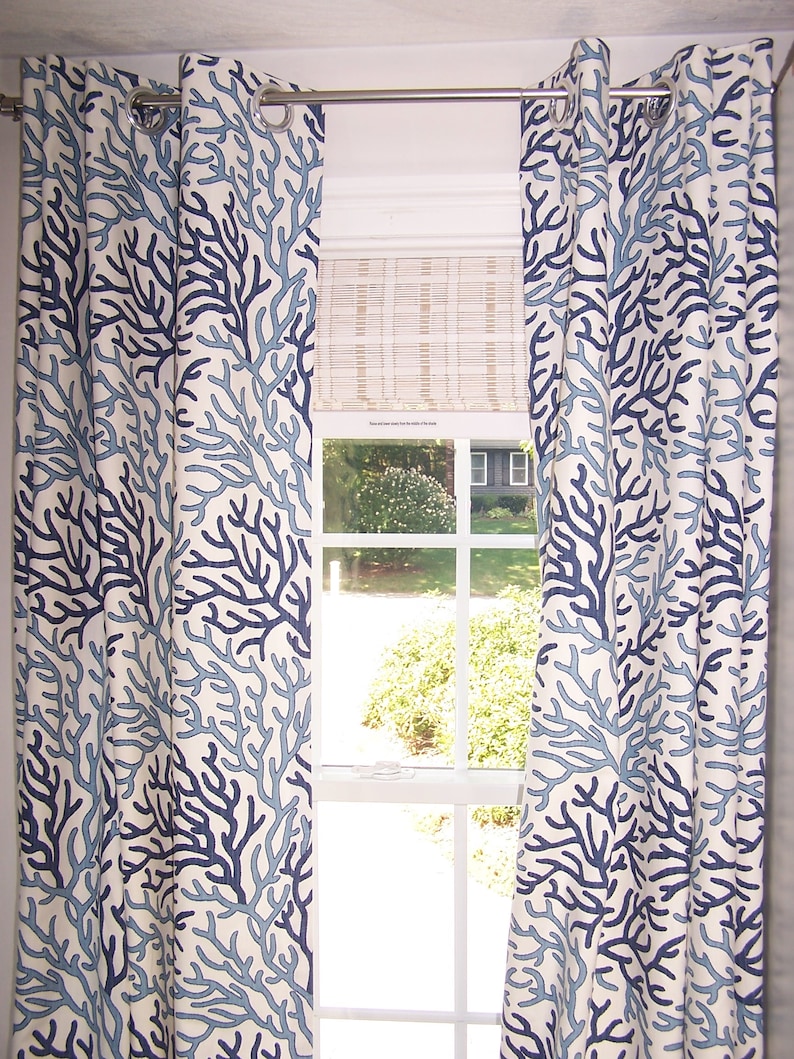 Luxe Linen Curtains Nautical Drapes Sealife Ocean Beach - Etsy