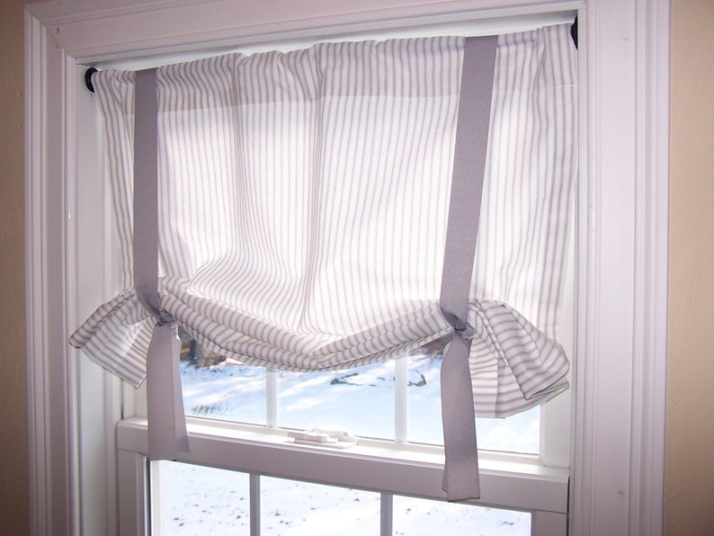 Ticking Stripe Tie-up Valance - Stationary - French Country - Farmhouse ...