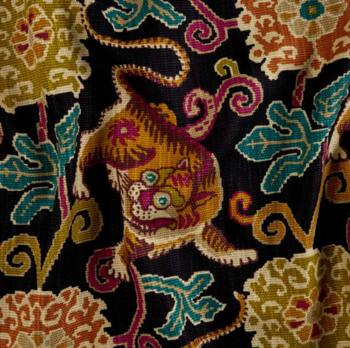 Luxury Chinoiserie Drapes Black Curtains Heavy Basketweave - Etsy