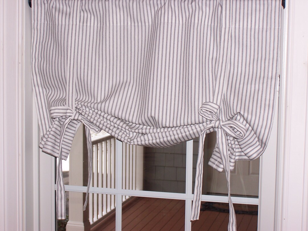 Ticking Stripe Tie up Valance - Stationary - French Country - Farmhouse ...