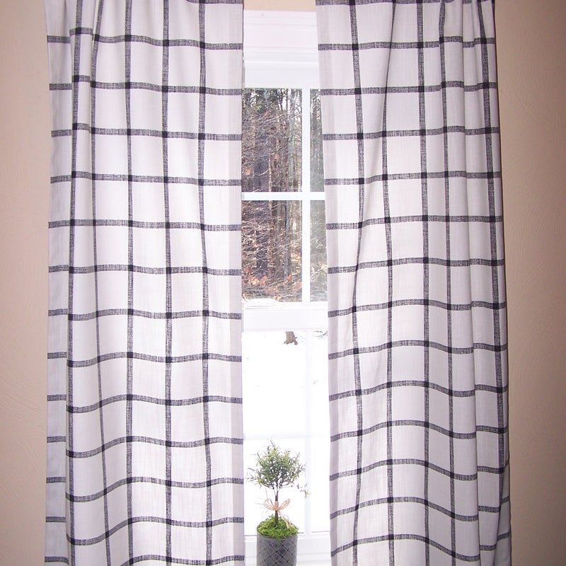 Black Windowpane Curtains - Etsy