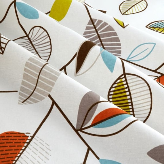 Retro Leaf Covington Carson Fiesta 100% Cotton Draperies | Etsy