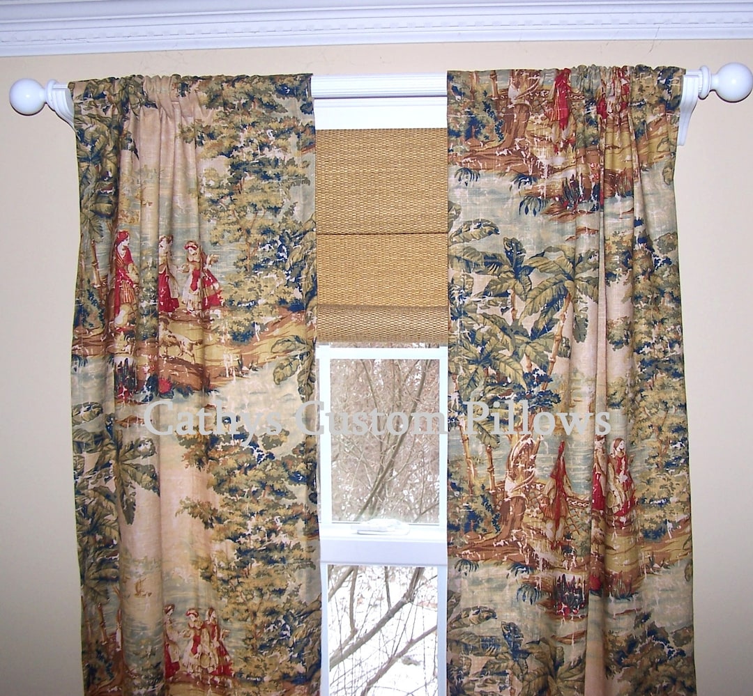 Covington Bosporus Antique Red Curtains, Heavy Linen Drapes, Living ...