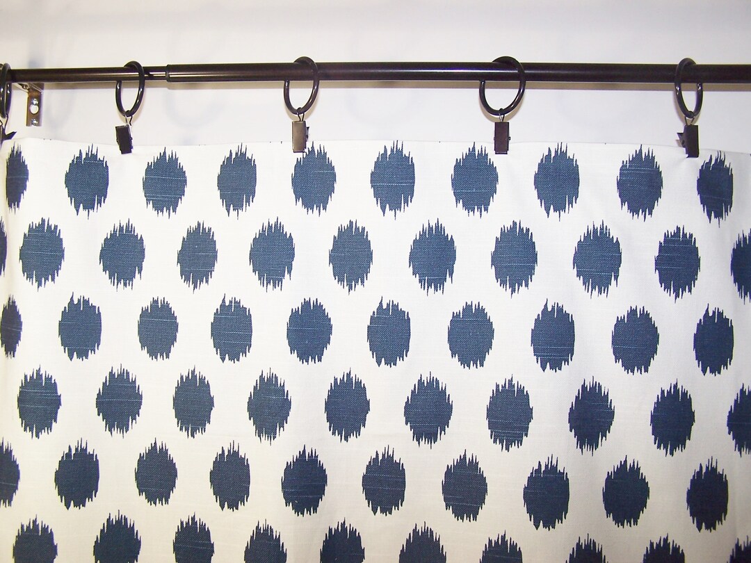 Navy Curtains - Blue Ikat Dots - Premier Prints Linen Like Cotton Slub ...