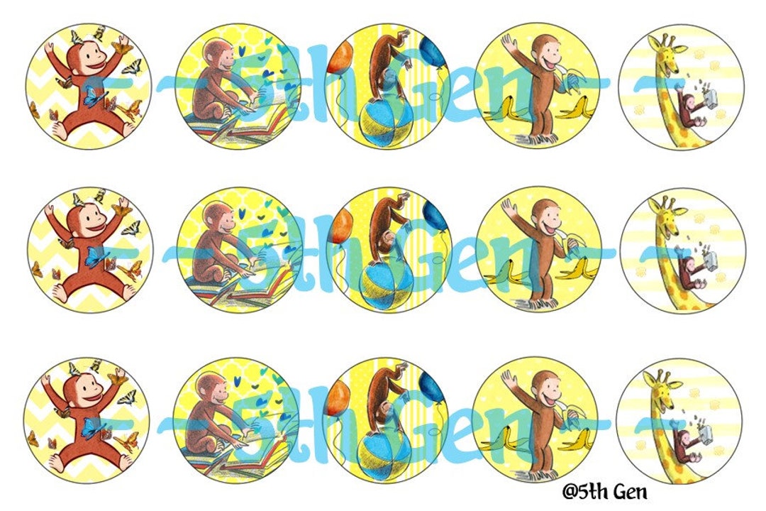 Classic Curious George 1" Bottle Cap Images (4x6) - Etsy
