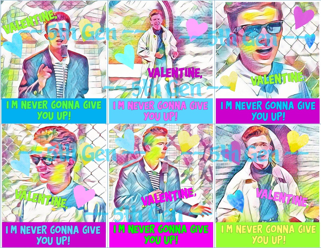 Rick Roll Printable Valentine's Cards - Etsy