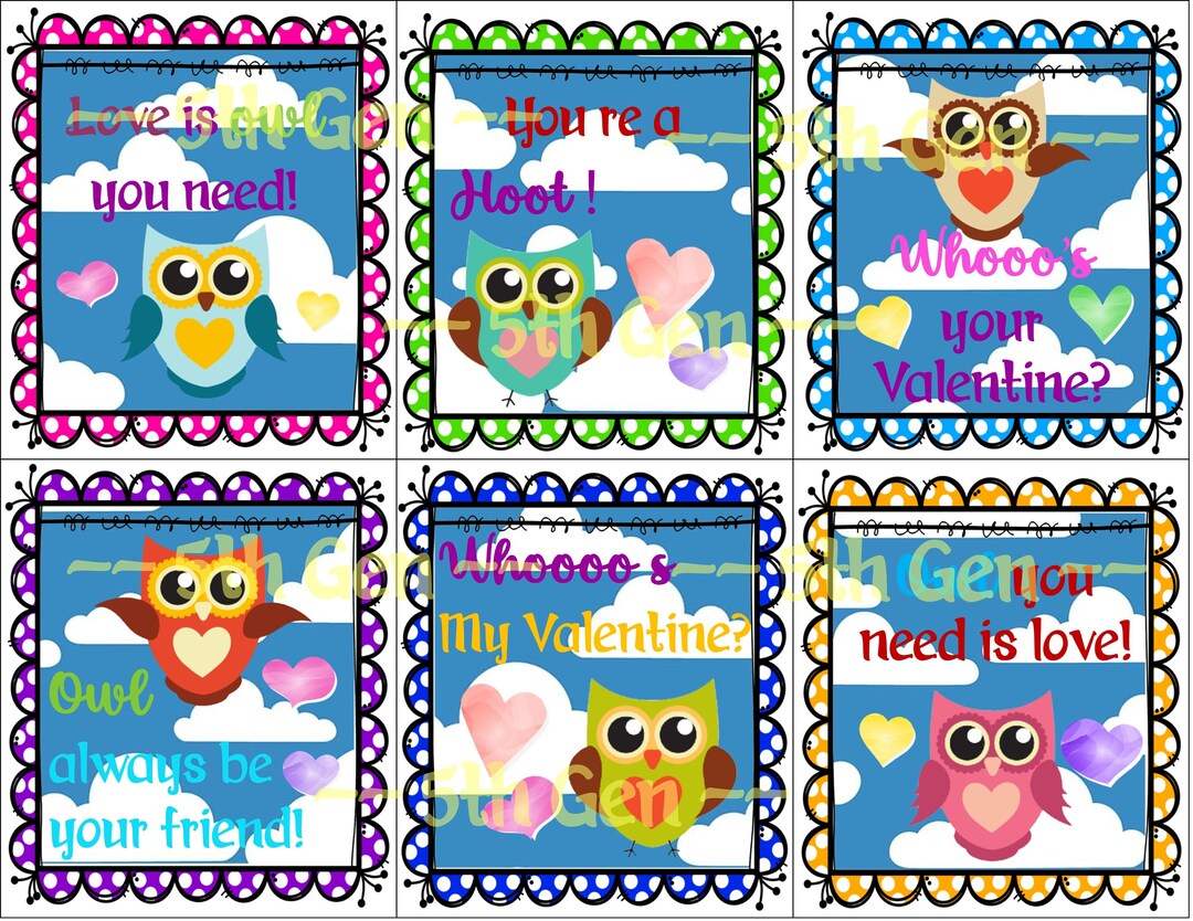 Printable Owl Valentine Cards - Etsy