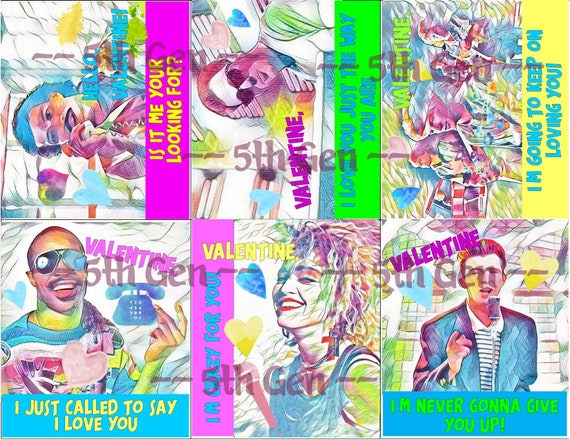 80s Theme Printable Valentines | Etsy