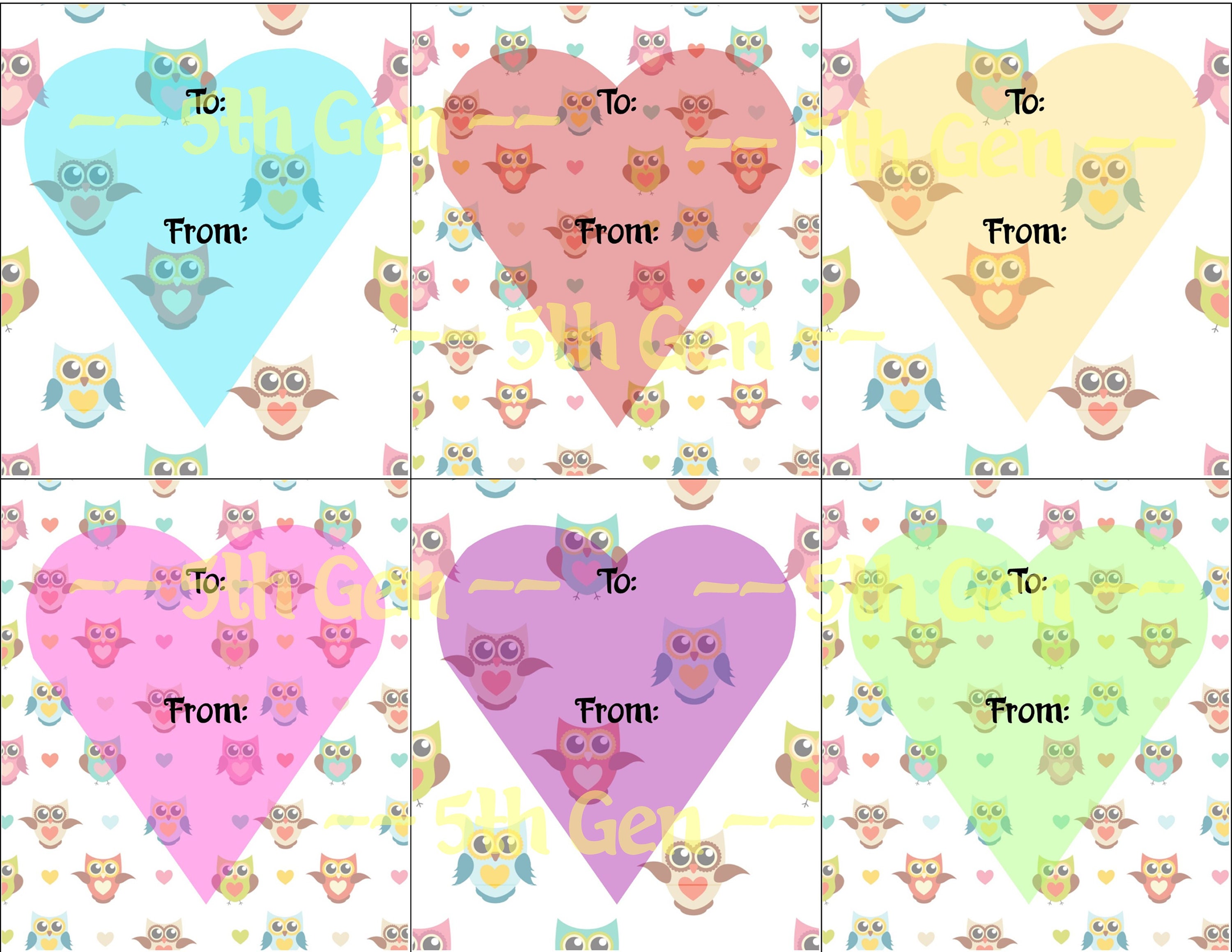 Printable Owl Valentine Cards - Etsy