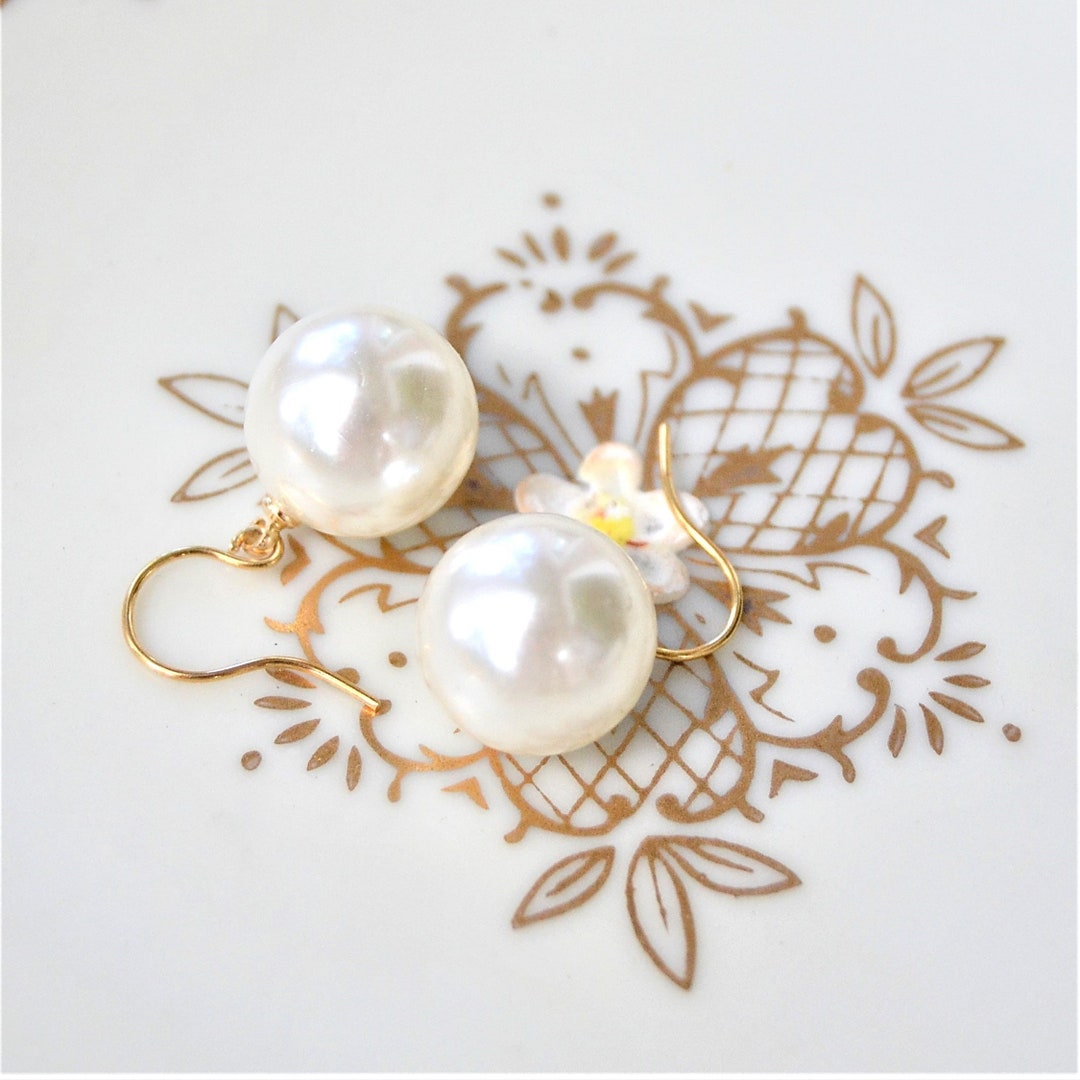 Pearl Earrings Simple Pearl Earrings Pearl Drop Earrings Large Pearl ...