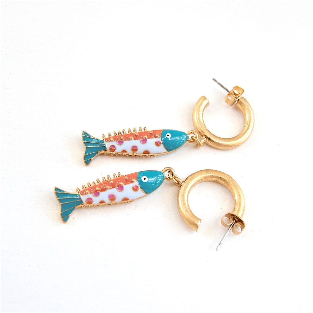 Fish Earrings Enamel Fish Earrings Summer Earrings Beach Earrings ...