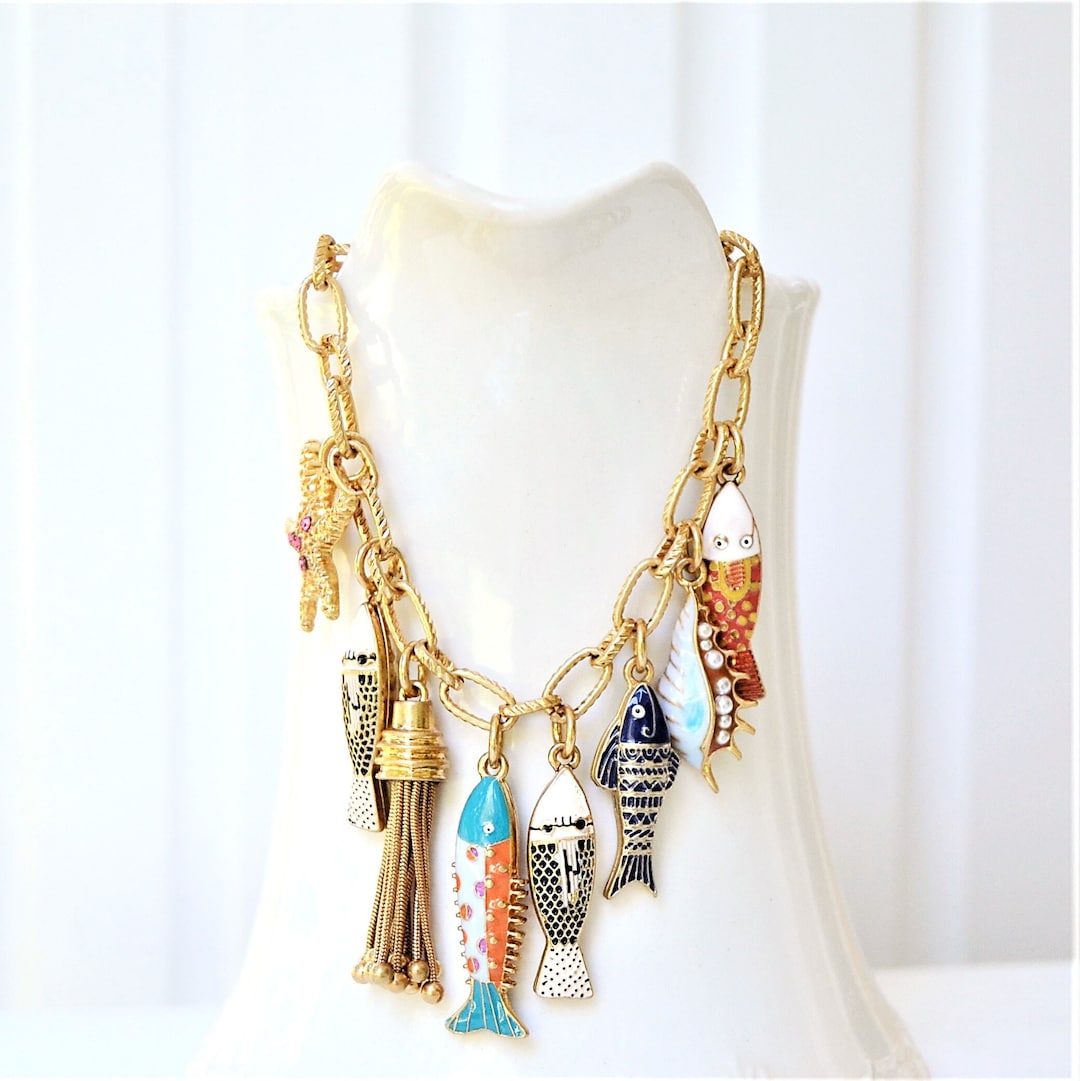 FISH BRACELET Fish Charm Bracelet Beach Bracelet Enamel Fish Charm ...