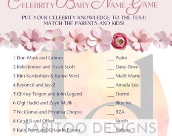 The Original Celebrity Baby Name Match up Game - Baby Shower - PRINTABLE - Etsy