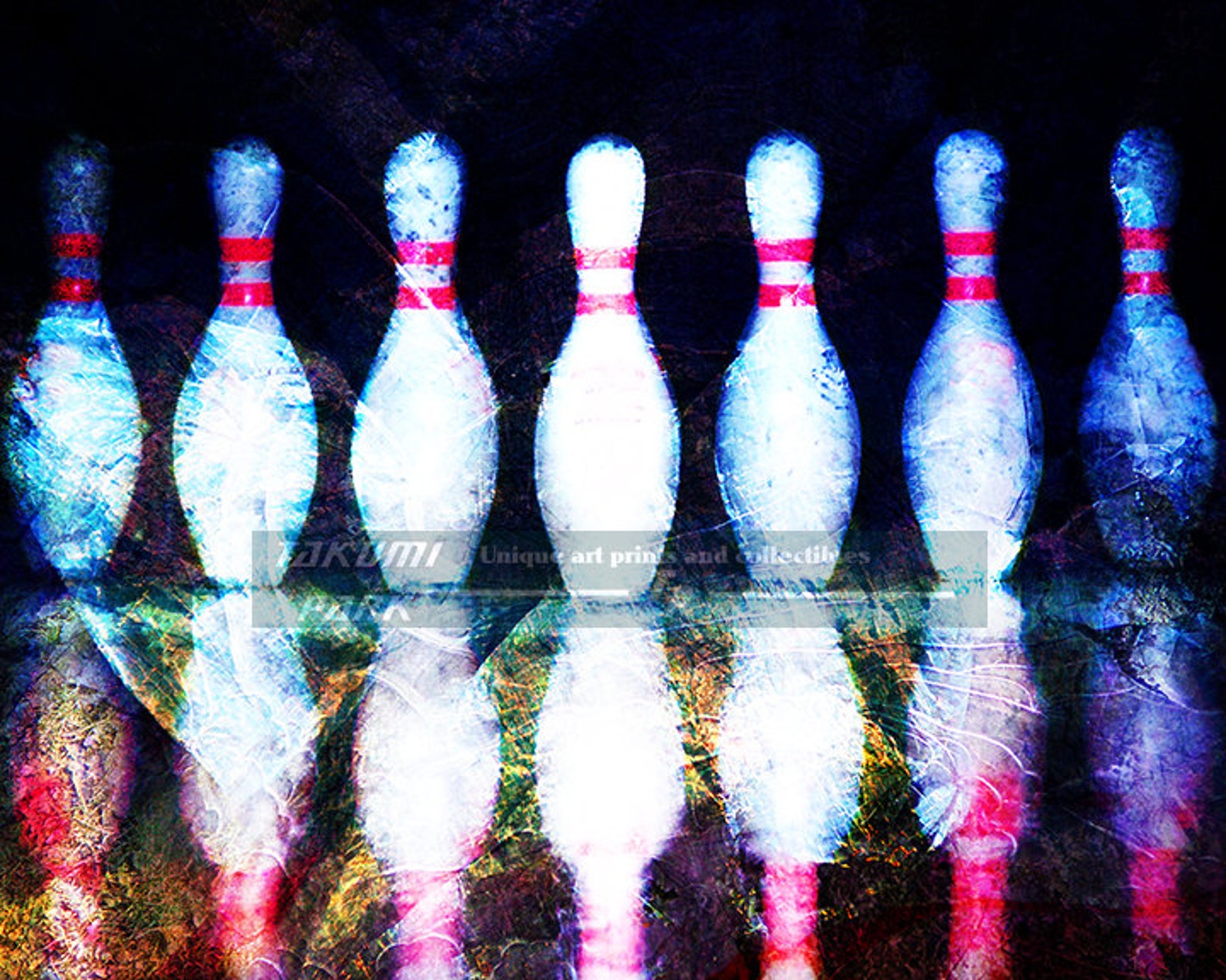Bowling Pin Art Print, Modern Art Print, Home Decor, Sports Art ...