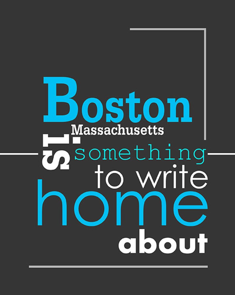 Boston Word Art, Typographic Print, Modern Art, Home Decor, Boston Art ...