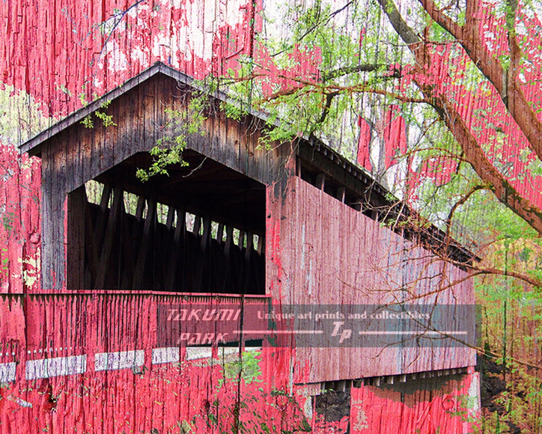 Covered Bridge Art Print Home Decor Bridge Decor Rustic - Etsy