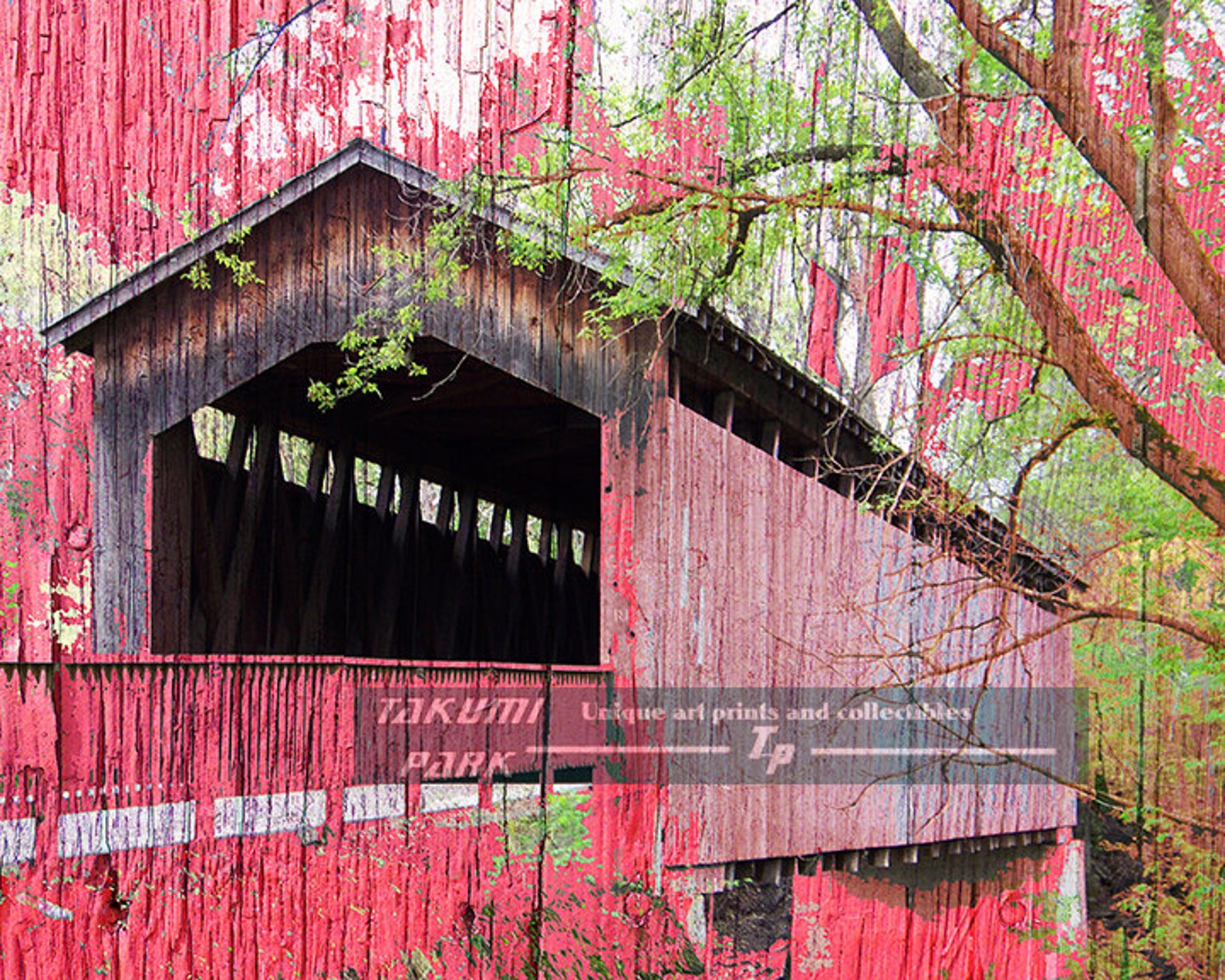Covered Bridge Art Print, Home Decor, Bridge Decor, Rustic Art, Country ...
