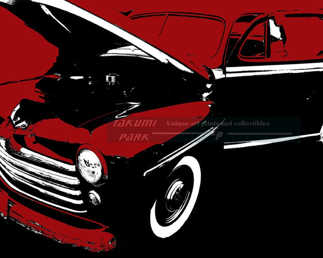 Red Car Art Print, Modern Decor, Hot Rod Art, Red Wall Art, Home Decor ...