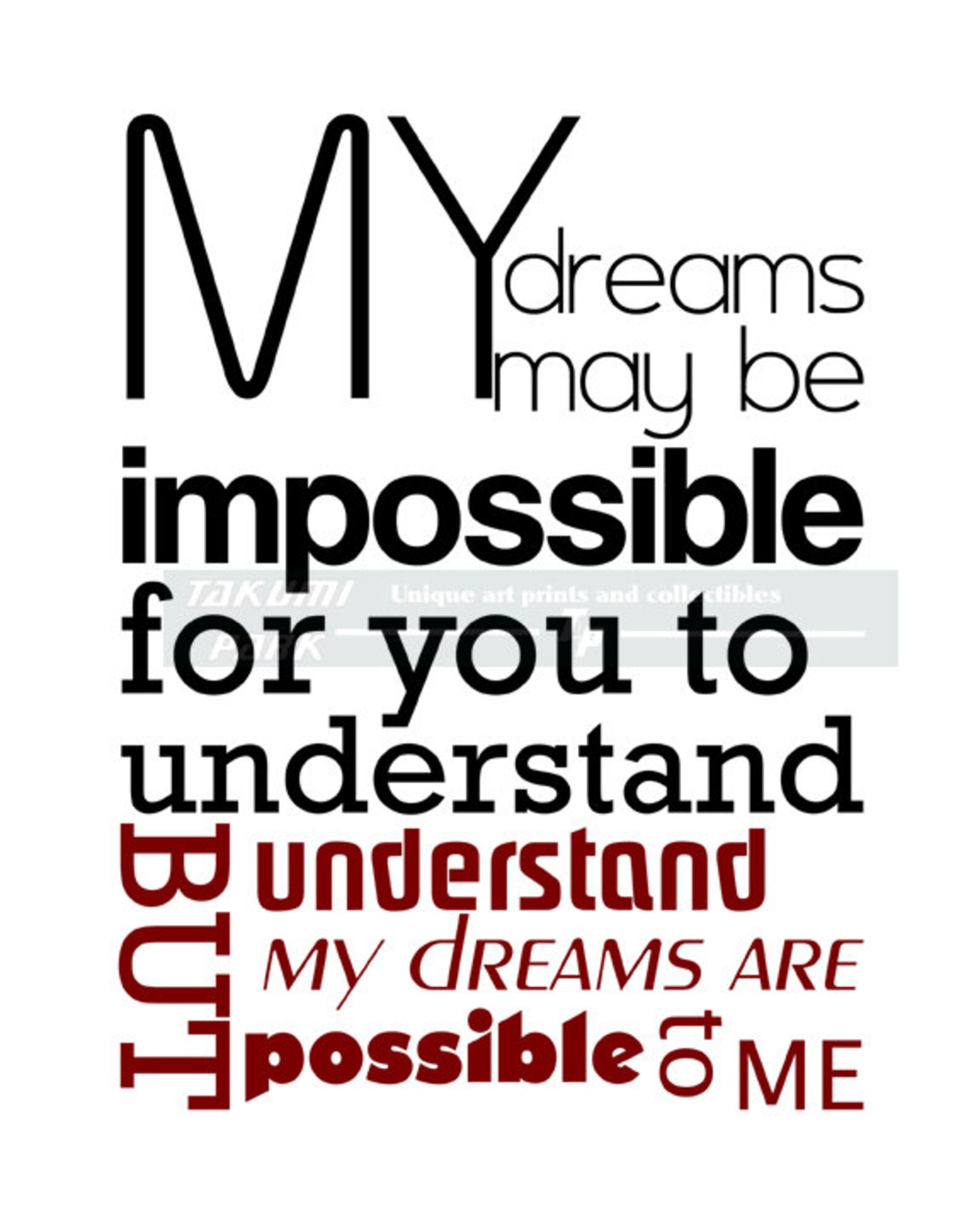 Dream Quote Art Print, Motivational Quote Decor, Inspirational Wall Art ...