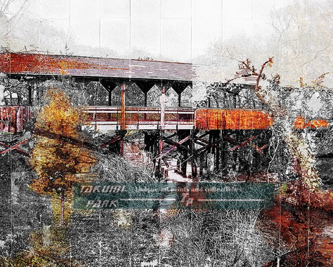Artistic Covered Bridge Art Print Home Decor Rural Scene in - Etsy